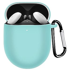 Compatible for Google Pixel Buds A-Series Case Cover, [Front LED Visible] [Keychain] Silicone Protective Cover Case for Google Pixel Buds A Case (Mint Green)