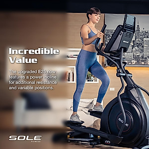 Elliptical Machine: 2023 E25 Elliptical Gym Equipment for Home and Studio, Exercise Equipment with 7.5" LCD Display, Tablet Holder, Adjustable Resistance, Power Incline and Heart Rate Monitoring (E25)