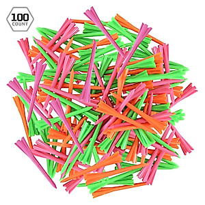 IZZO Golf Plastic Golf Tees, Neon Mix (Pack of 100)
