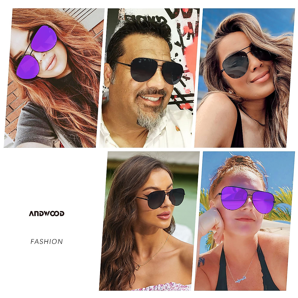 ANDWOOD Oversized Aviator Sunglasses for Women Big Large UV Protection Fashion Sun glasses UV Protection Black Mirrored Purple Shades