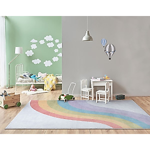 Well Woven Rainbow Stripes Multicolor 5' x 7' Apollo Kids Collection