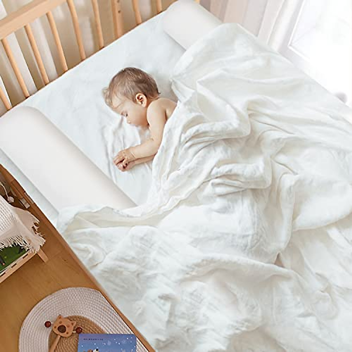 Wonder Living Toddler Bed Rail Bumpers, Safety Sleep Replacement for Kids & Baby, Premium Foam Long Pillow Pads with Non-Slip Machine Washable Cover, 2 Pack