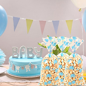 COQOFA 100 Pcs 5"X11" Gift Wrap Cello Cellophane Treat Bags Party Favor bags Clear Candy Cookie Bags Plastic Poly Goodie Storage Bags with Twist Ties for Baby Shower, Birthday, Wedding ,Party