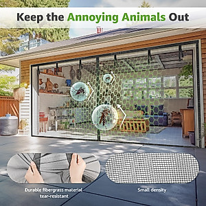 Garage Door Screen, 16x7 Ft Magnetic Closure Heavy Duty Weighted Bottom Garage Screen Doors for 2 Car Garage, Fiberglass Mesh Anti Annoying Animal Out