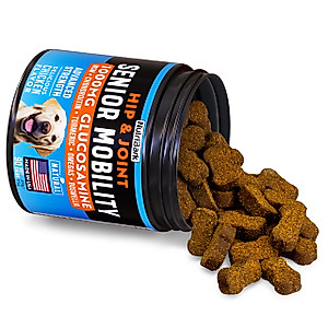 Senior Dog Joint Supplement -1000mg Glucosamine for Dogs -Advanced Hip & Joint Support Chews w/Glucosamine, Chondroitin, MSM, Turmeric & Omega 3 for Pain & Inflammation Relief, Improved Mobility