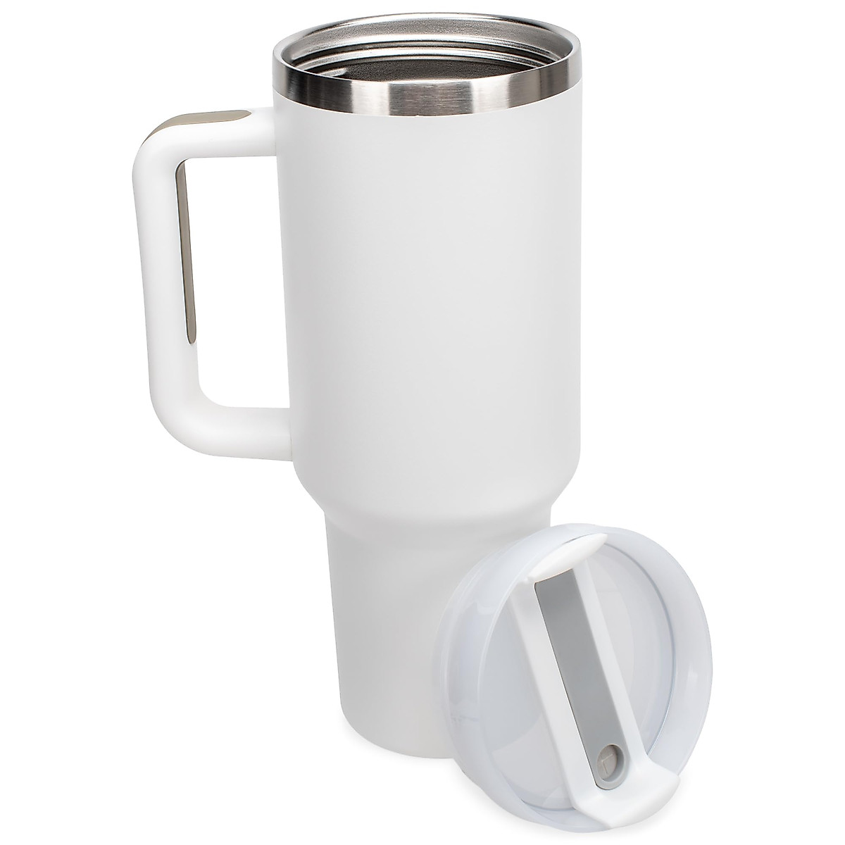 Elanze Designs Captain Awesome Nautical Anchor 40 oz. Stainless Steel, Large Water Bottle Coffee Mug, Spill & Leak Resistant, Thermal Travel Tumbler with Handle, Lid & Straw, White