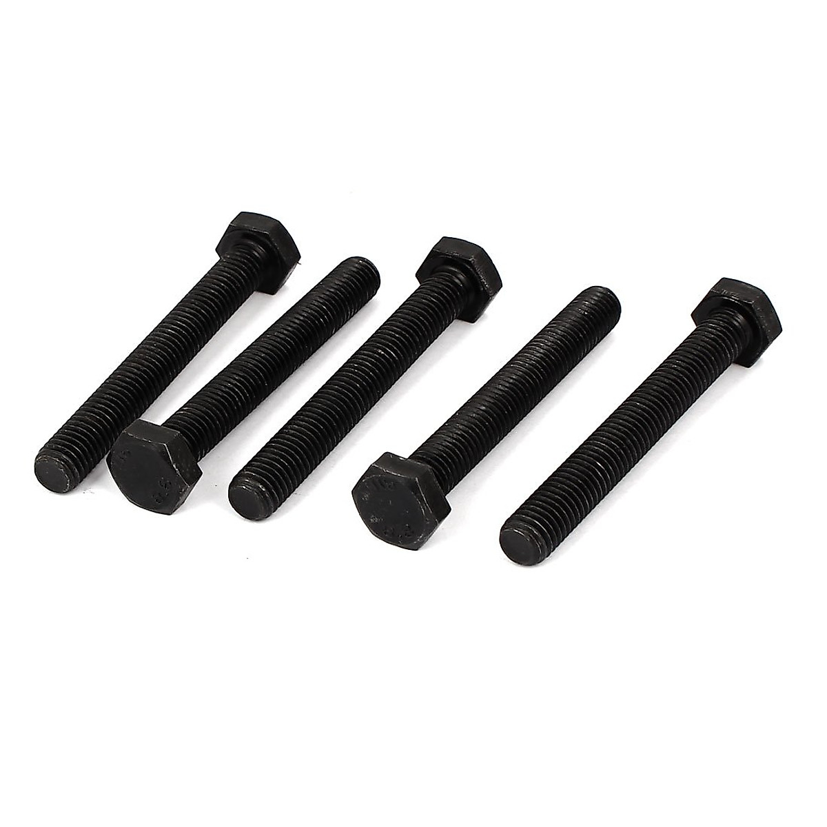 uxcell M10x75mm Grade 8.8 Fully Thread External Hex Cap Screw Fastener Bolt Black 5pcs