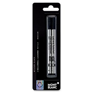 Mont Blanc Rollerball Pen Refill, Med Point, 2/Pack, Black (MNB107884)
