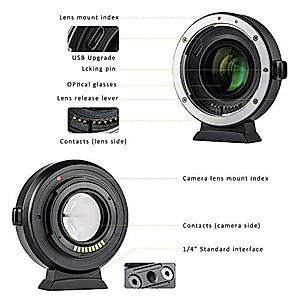 Lens Mount Adapter EF-EOS M2 Auto-Focus 0.71x Speed-Booster Control Ring for Canon EF Lens to Canon EOS-M (EF-M Mount) Mirrorless Cameras M M2 M3 M5 M6 M10 M50 M100