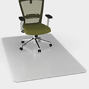 100pointONE Office Chair Mat for Carpets - Transparent Thick Floor Mats for Low, Flat and No Pile Carpeted Floors, with Grippers (48'' X 36'' Rectangle)