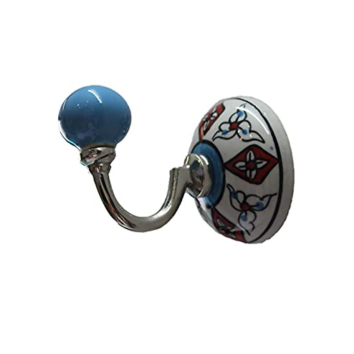 PARIJAT HANDICRAFT Hand Painted Beautifully Multi Colored Ceramic Wall Hook Hanger Key Holder hat Clothes hangings Bath Towel Hook Hanger.