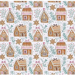 Stesha Party Pink Gingerbread House Holiday Wrapping Paper Gift Wrap 30 x 20 Inch (3 Sheets)