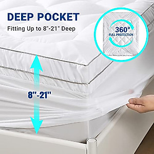 HYMOKEGE King Mattress Topper, Thickened Mattress Pad Quilted with 900GSM Down Alternative Fill, Cooling Pillow Top Mattress Topper with 8"-21" Deep Pocket, 78"X 80"