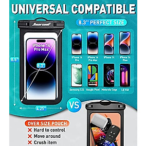 Hiearcool Waterproof Phone Pouch, Waterproof Phone Case for iPhone 14 13 12 11 Pro Max XS Plus Samsung Galaxy With Case Friendly, IPX8 Cellphone Dry Bag Beach Essentials for Cruise Travel -2 Pack-8.3"