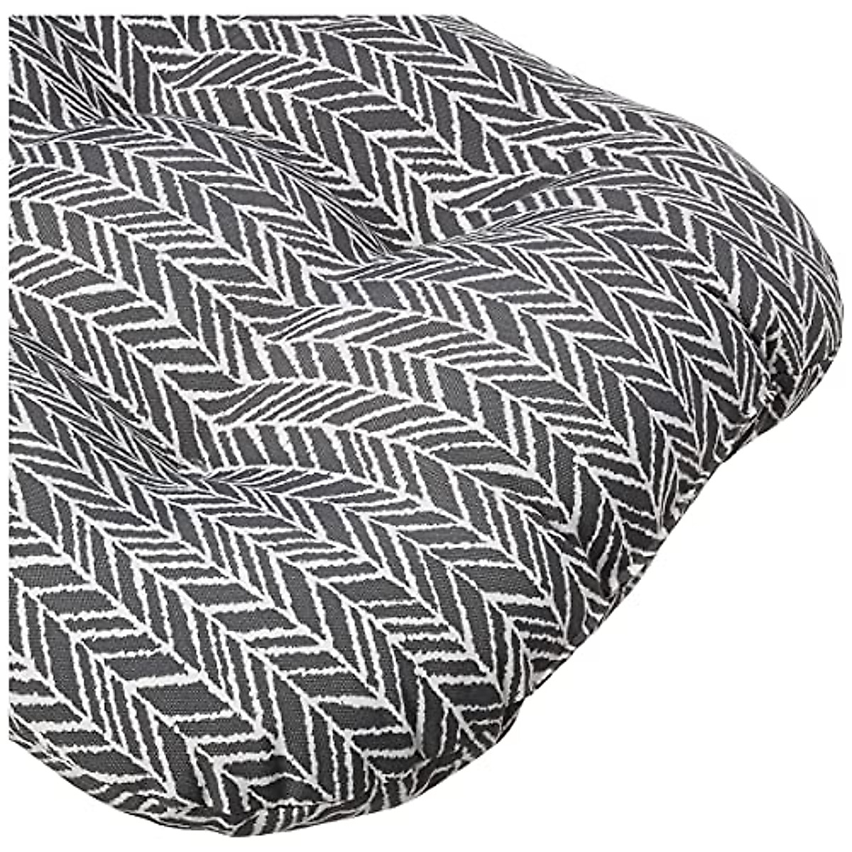 Pillow Perfect - 609973 Outdoor/Indoor Herringbone Slate Tufted Seat Cushions (Round Back), 19" x 19", Gray, 2 Pack
