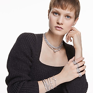 Swarovski Pear Vittore Ring, Ring with Pear-Shaped White Crystal Stones on a Rhodium Plated Setting, Size 6; EU 52