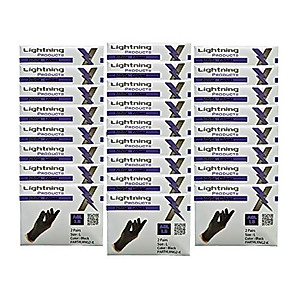 Lightning X Black Nitrile Glove Pairs, Individually Packed, 100 Gloves, 50 Pairs, 25 Carded Packs of 2 Pairs - Large