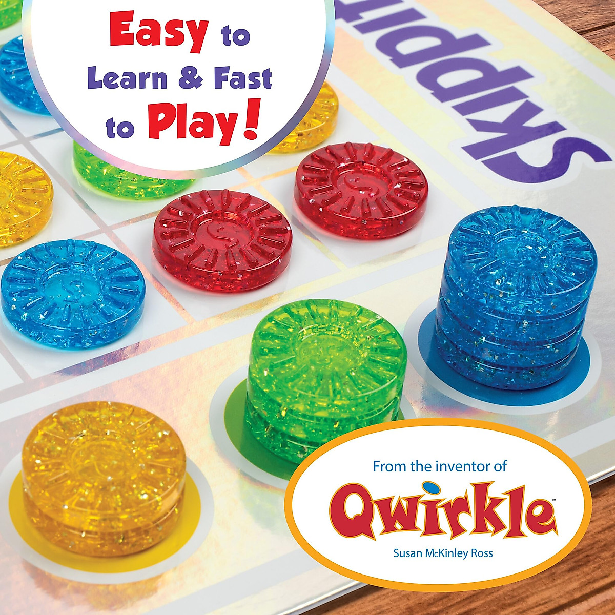 MindWare Skippity – Jump-and-Capture Board Game for 2 to 4 Players – Twist on Checkers – 100pc – Fun for Kids & Adults, Ages 5+