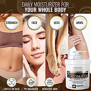 Advanced Clinicals Coconut Oil Cream Face & Body Anti Aging Moisturizing Skin Care Lotion, Intense Firming Coconut Oil Moisturizer Skincare Balm For Age Spots, Dry Skin & Sun Damaged Skin, Large 16Oz