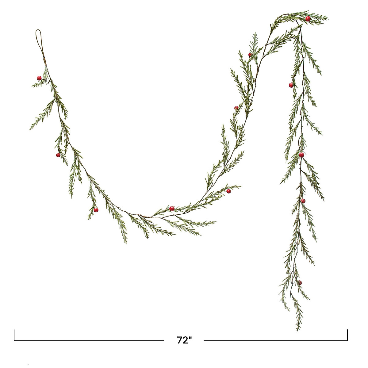 Creative Co-Op Faux Cedar Garland Berries, Green and Red