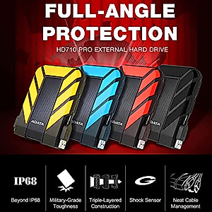 ADATA HD710 Pro 2TB USB 3.1 IP68 Waterproof/Shockproof/Dustproof Ruggedized External Hard Drive, Black (AHD710P-2TU31-CBK)