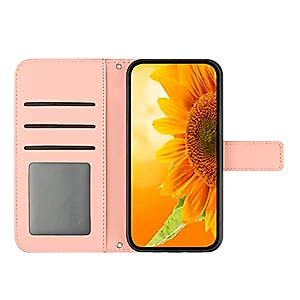 ONV Wallet Case for Samsung Galaxy Note 10 Plus - Glitter Shinny Sunflower Flip Leather Case Card Slot Shockproof Kickstand Magnetic Wrist Cover for Samsung Galaxy Note 10 Plus [HT] -Pink-T