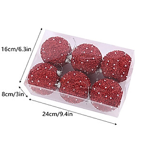 QAZIUY 6Pcs Christmas Balls Ornaments for Xmas Tree Christmas Tree Accessories 3.14" Christmas Ball Design Holiday Party Christmas Tree for Christmas, Holiday, Wreath & Party Decorations