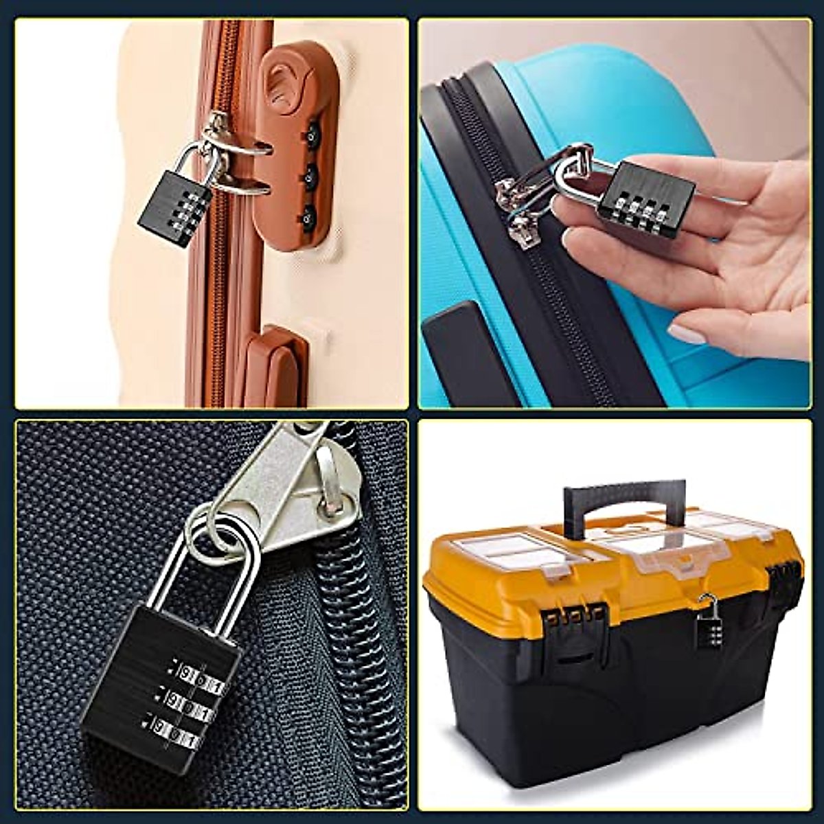 4 Pack Small Combination Lock，3 Digit Locker Lock with 9/16 in. Width Shackle，Small Combination Padlock for Luggage，Suitcase, Backpack