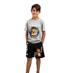 Five Nights at Freddy's Freddy Fazbear Boy's Short Sleeve Shirt & Lounge Shorts Combo Set-XL Multicolored