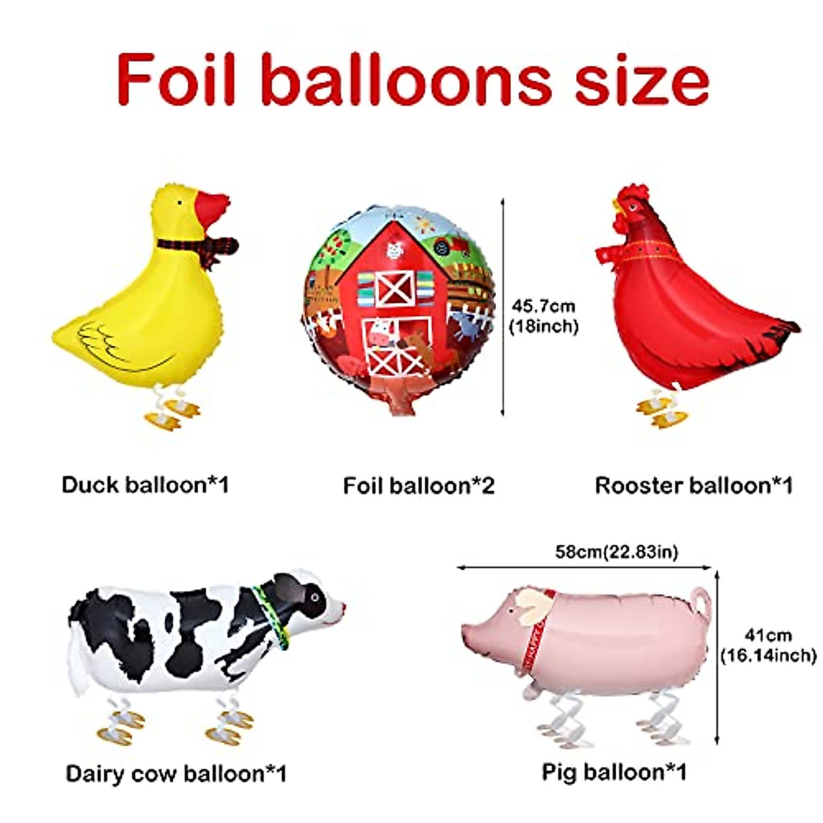 Farm Birthday Party Decorations Supplies Farm Animals Barn Backdrop Banner Farm Animals Walking Balloons Cupcake Toppers Set for Kids Farm Animals Cow Theme Party Supplies