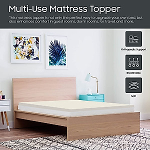 Nutan 1-inch Breathable Foam Mattress Topper for Orthopedic Support, Premium Supporting Bed Pads with Luxurious Softness, Comfortable Bed Toppers for Back Pain and Better Sleep, King, White