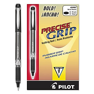 Precise Grip Roller Ball Stick Pen, Black Ink, Bold