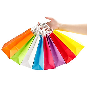 Moretoes 56pcs Small Gift Bags, Colors Gift Wrap Bags, Kraft Paper Party Favor Bags with Handles for Kids Birthday, Wedding and Celebrations