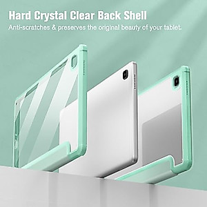Fintie Hybrid Slim Case for Samsung Galaxy Tab A7 Lite 8.7 Inch 2021 Model (SM-T220/T225/T227), Shockproof Cover with Clear Transparent Back Shell, Green