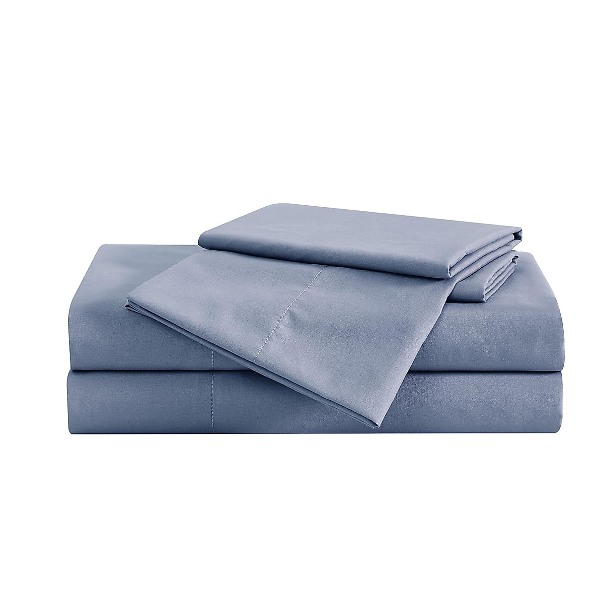 London Fog Garment Washed Solid Sheet Set Blue Microfiber 4-Piece King Sheet Set, Solid Themed, Deep Pocket, Adult and Teen, Oeko-TEX Certified