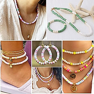 Segden 6000pcs Clay Bead Bracelet Kit,Polymer Flat Beads for Bracelet Making Kit,24 Colors Heishi Beads Letter Beads Spacer Beads for Friendship Bracelets with Charms Elastic Strings