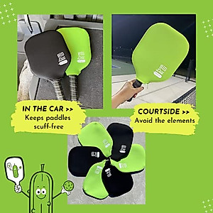 Big Dill Pickleball Co. Individual Pickleball Paddle Cover Only Neoprene Sleeve - Case Fits Pickleball Rackets up to 8.25" Wide (Black)