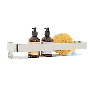 Seachrome Rectangular Shower Shelf with Rail in a Polished Finish (700-7005-PS)