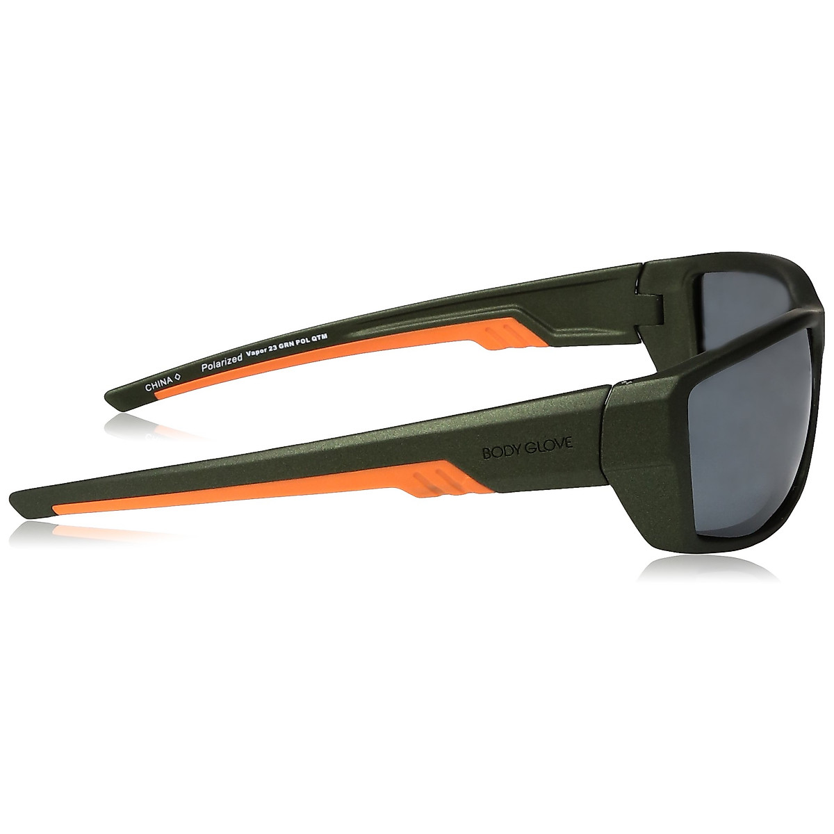 Body Glove Vapor 23 Sunglasses Polarized Wrap, Rubberized Matte Green, 60 mm