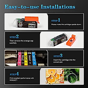Kingjet Compatible Ink Cartridge Replacement for Canon PGI-270XL CLI-271XL 270XL 271XL for Pixma MG7720 TS8020 TS9020 Printer, 3 Sets High Yield with Grey (6 Color)