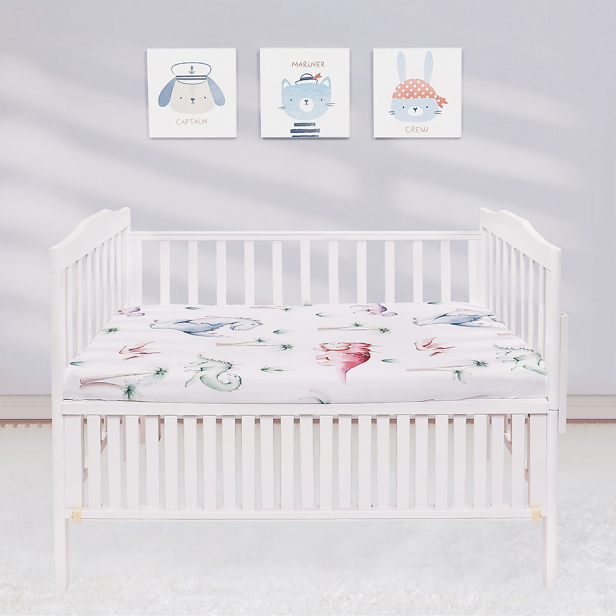 Western Living Dinosaur Crib Sheet, Unisex Dino Nursery Decor Watercolor Design Portable Infant Dino Fitted Crib Sheet Blanket, Dinosaur Room Decor for Infants, Toddlers, Baby Boy & Girl…
