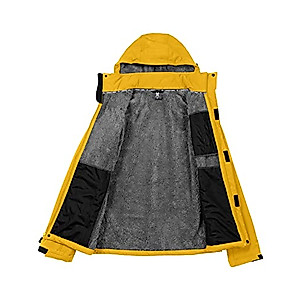 Little Donkey Andy Men's Warm Winter Softshell Jacket Windproof Mountain Ski Snow Coat with Removable Hood Yellow L