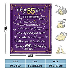 VXDRZGT 65th Birthday Gifts for Women Blanket - 65 Birthday Gifts for Mom or Wife - 1958 Birthday Gifts for Women - Gifts for 65 Year Old Woman - Cozy & Soft Flannel Throw Blanket 60 x 50 inch