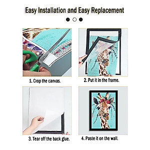 pchmcu 4 Packs 12" x 16 Picture Frame,Diamond Painting Picture Frames for 30x40cm,Magnetic Art Frame,Frames for Wall Window Door Black,inside Size 10" x 14"