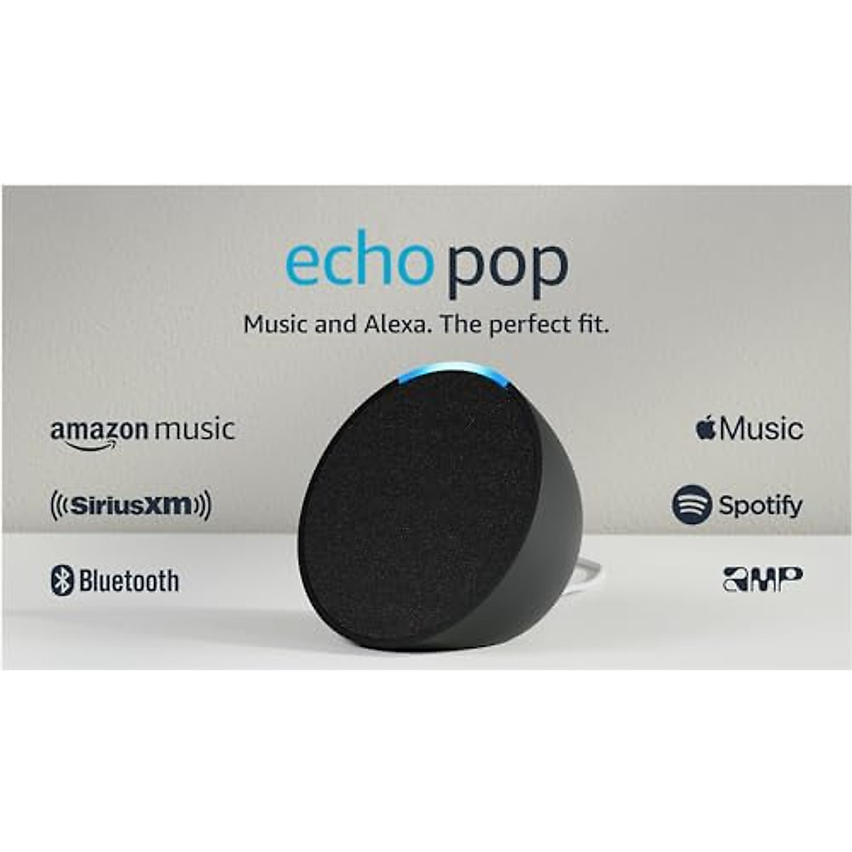 Amazon Echo Pop | Full sound compact smart speaker with Alexa | Charcoal