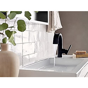 Moen Doux Matte Black One-Handle High Arc Laminar Stream Bathroom Faucet, S6910BL
