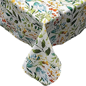 Kovot Tablecloth Floral 60" x 84" Table Cover for Indoor or Outdoor Summer Spring Fall Flower Design Rectangle Oblong Tablecloth - Green Leaves