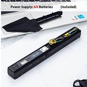 Portable Scanner 900 DPI A4 Document Scanner Handheld for Business, Photo, Picture, Receipts, JPG/PDF Format Selection, Support Micro SD (Not Included) Card, Include a Pair of AA Batteries