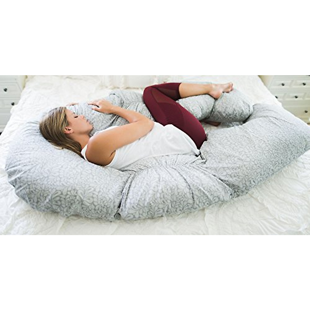 Leachco Back 'N Belly Bunchie Pregnancy/Maternity Body Pillow, Splash Gray , 1 Count (Pack of 1)
