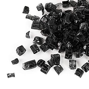 Kinger Home High Luster Reflective 10-Pound Fire Glass for Fire Pit Fireplace Landscaping, 1/2-Inch Onyx Black